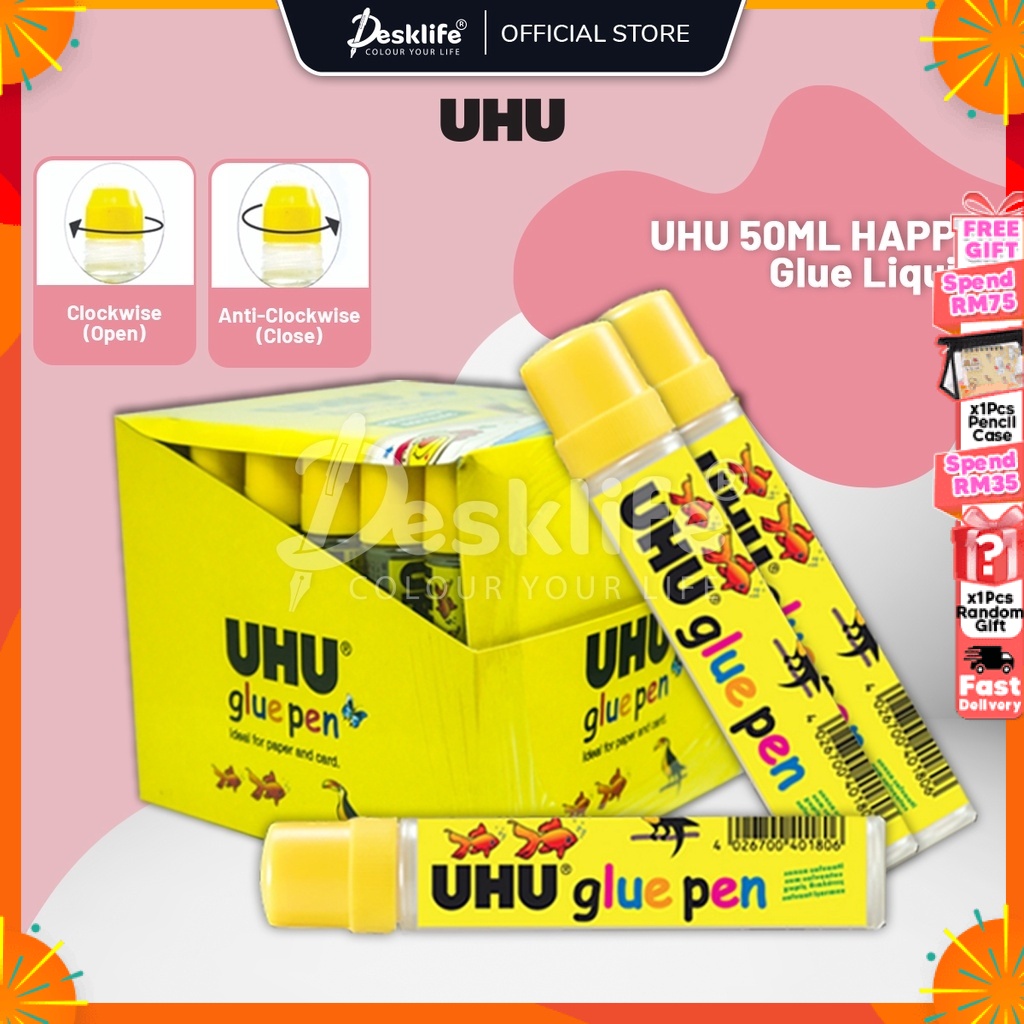 Desklife UHU 50ML HAPPY Glue Liquid - (1s/Pcs) Gam Kertas DIY ...