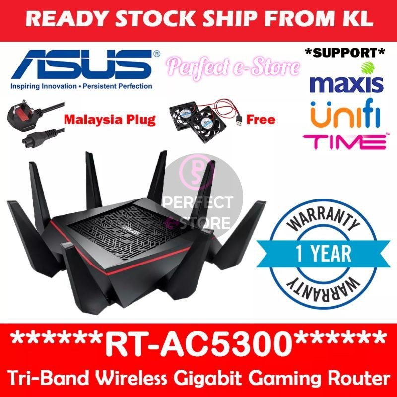 🔥ReadyStockIn🇲🇾 | ASUS RT-AC5300 Tri-Band Wireless Gigabit MU-MIMO ...