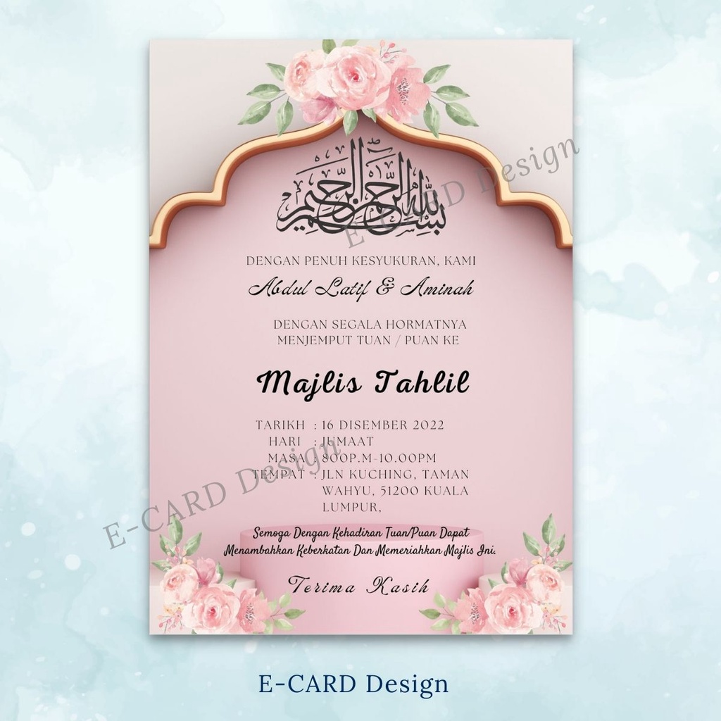 ECARD Kad Tahlil Majlis Kesyukuran Card Invitation Kad Jemputan Digital ...