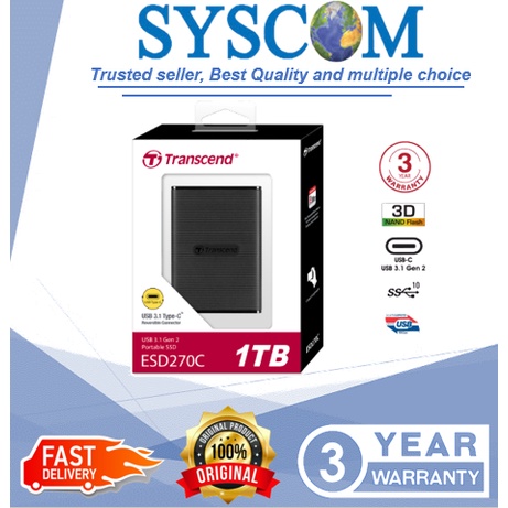 Transcend SSD Portable 1TB - ESD270C | Shopee Malaysia