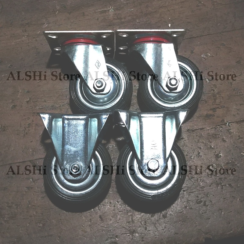 Casters Wheels On and Off Swivel Flat Rubber Display Cases 4" inch ...
