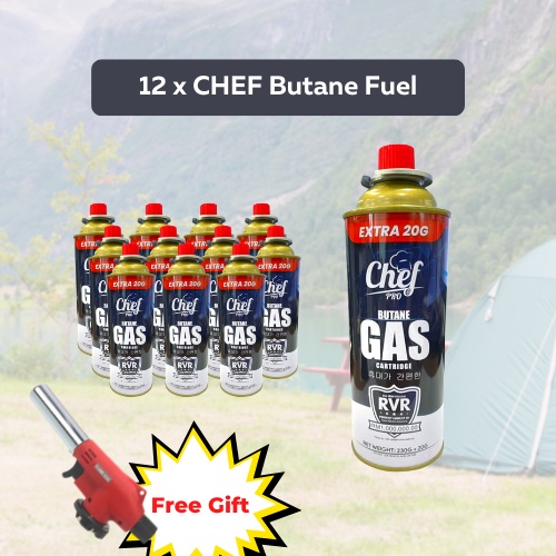 TRAC/CHEF Gas Butane Fuel 250g Canister Cartridge For Portable Gas ...