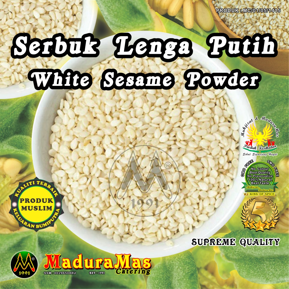 Serbuk Lenga Putih - White Sesame Powder 25g - 50g ( 100% Asli ...