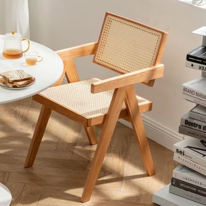 Ready Stock / Nordic Rattan Chair With Armrest / Rattan Dining Chair ...