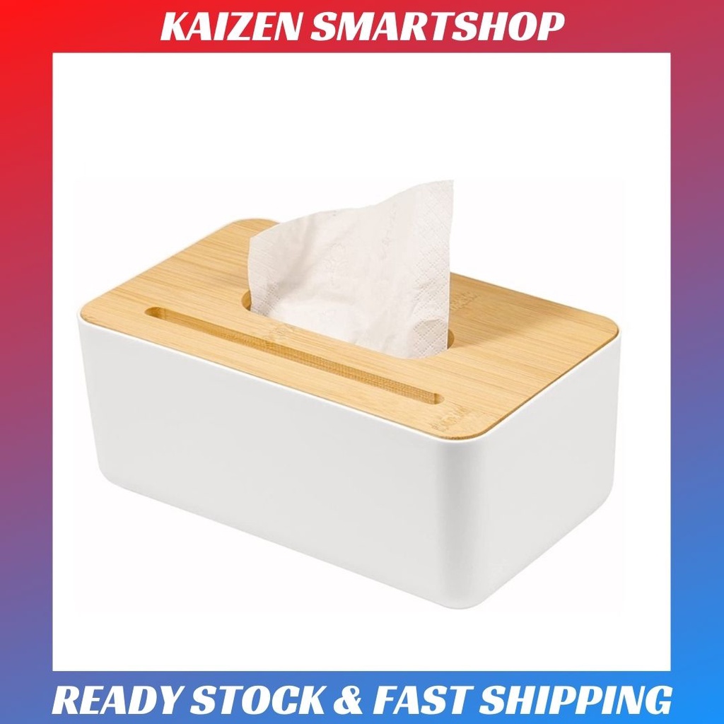 Tissue Box Japanese Style Bamboo Wood Cover Desktop Paper Box Simple ...