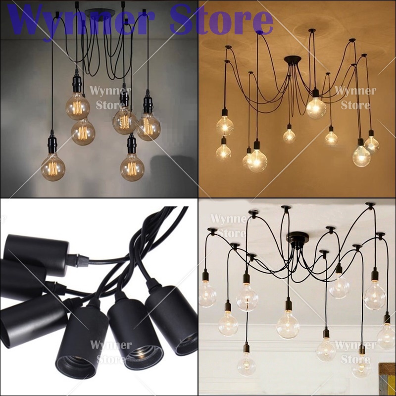 6 or 10 Heads with Wire Each Pendant Light Modern Retro Hanging Lamp ...