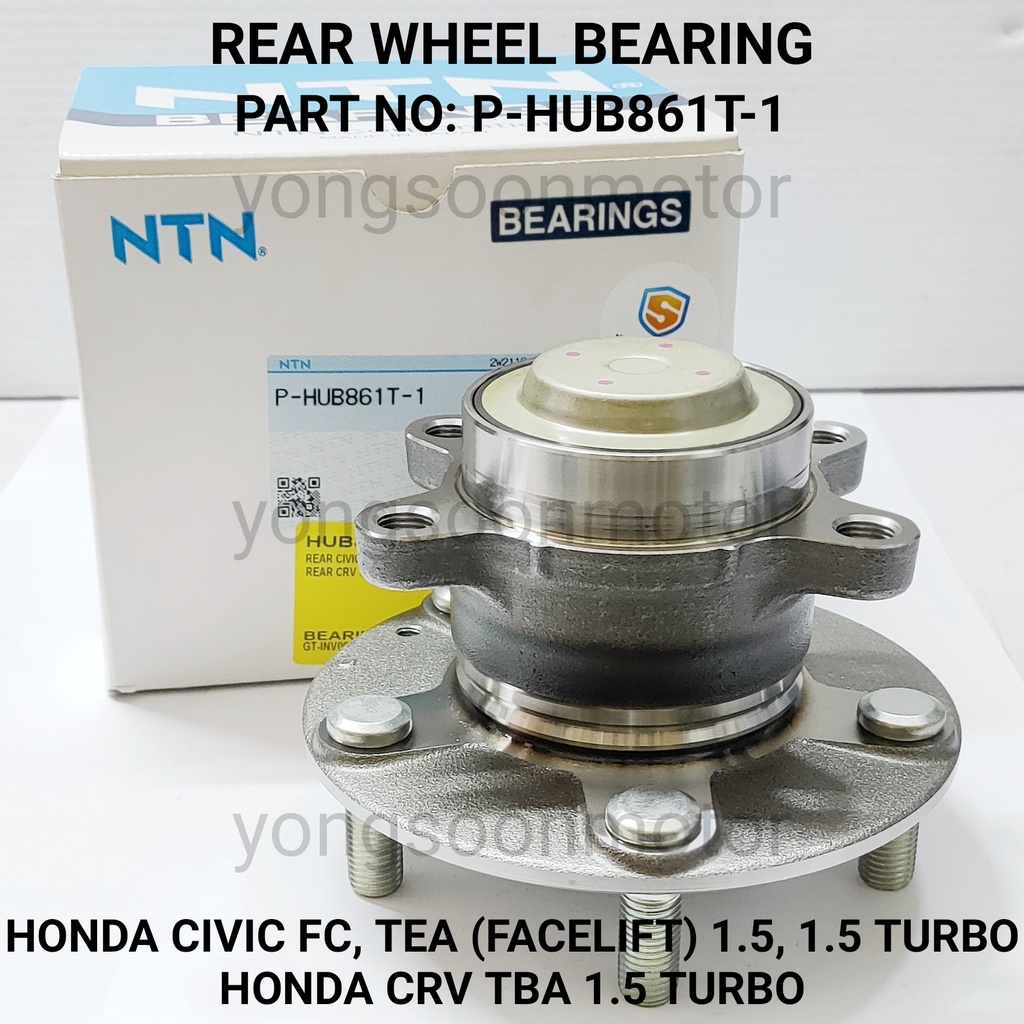 REAR WHEEL BEARING P-HUB861T-1 CIVIC FC, TEA (FACELIFT) 1.5, 1.5 TURBO ...