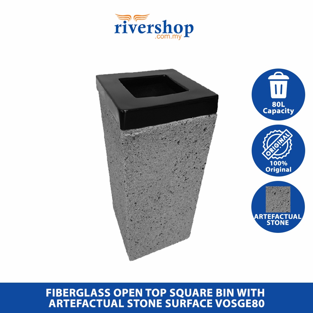 FIBERGLASS OPEN TOP SQUARE BIN WITH ARTEFACTUAL STONE SURFACE VOSGE 80 ...