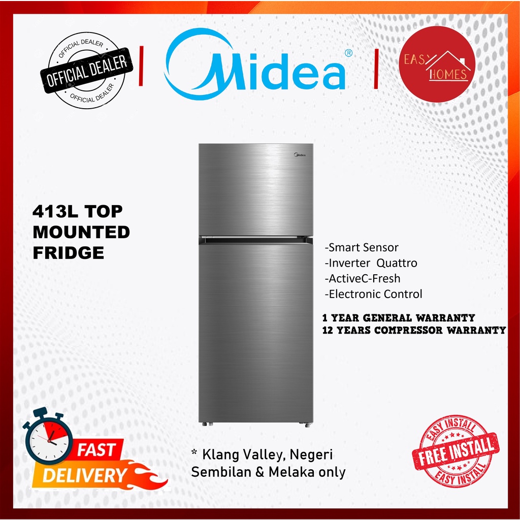 400L MIDEA Inverter Quattro 2 Door Fridge | MDRT580MTB46 | Shopee Malaysia