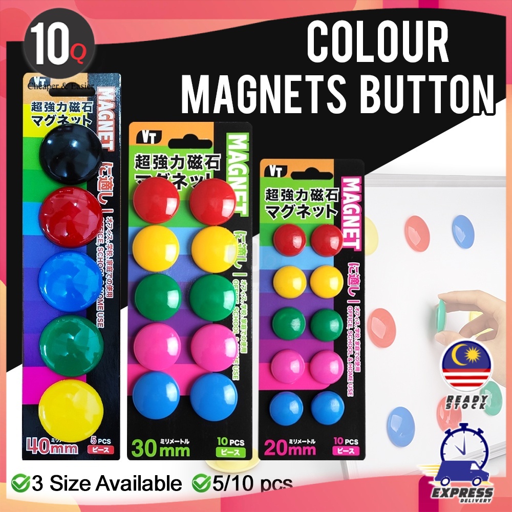 10Q Color Magnets Button 20mm/30mm/40mm Whiteboard Magnet Fridge Magnet ...