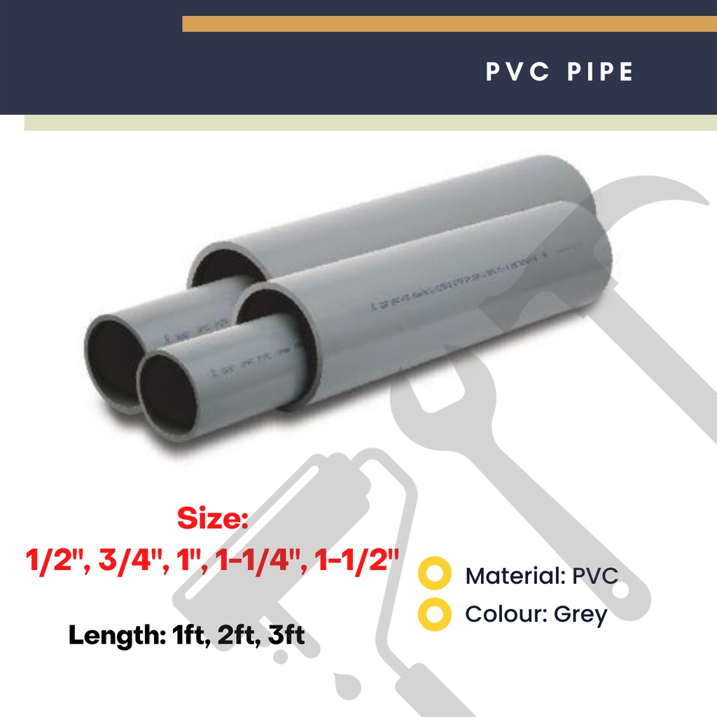 PVC Pipe Class D Class 6 Class 7 | Paip Kelabu 1/2", 3/4", 1", 1-1/4", 1-1/2" | Shopee Malaysia