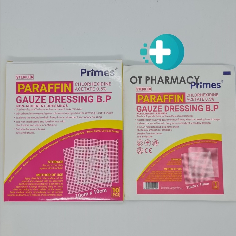 Aros / Primes Paraffin Gauze Dressing with Chlorhexidine Acetate 0.5% ... Aros / Primes Paraffin Gauze Dressing with Chlorhexidine Acetate 0.5% ...
