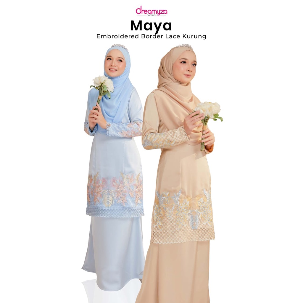 Maya Embroidered Border Lace Modern Baju Kurung Moden | Shopee Malaysia