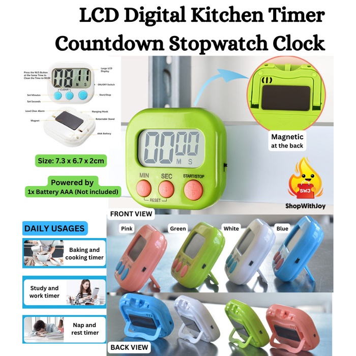【ShopWithJoy】LCD Digital Kitchen Timer Cooking Baking Oven Timer Clock ...