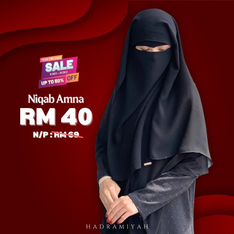 Niqab Amna V Shape Hidden eye 2 layer (Black Only) | Shopee Malaysia