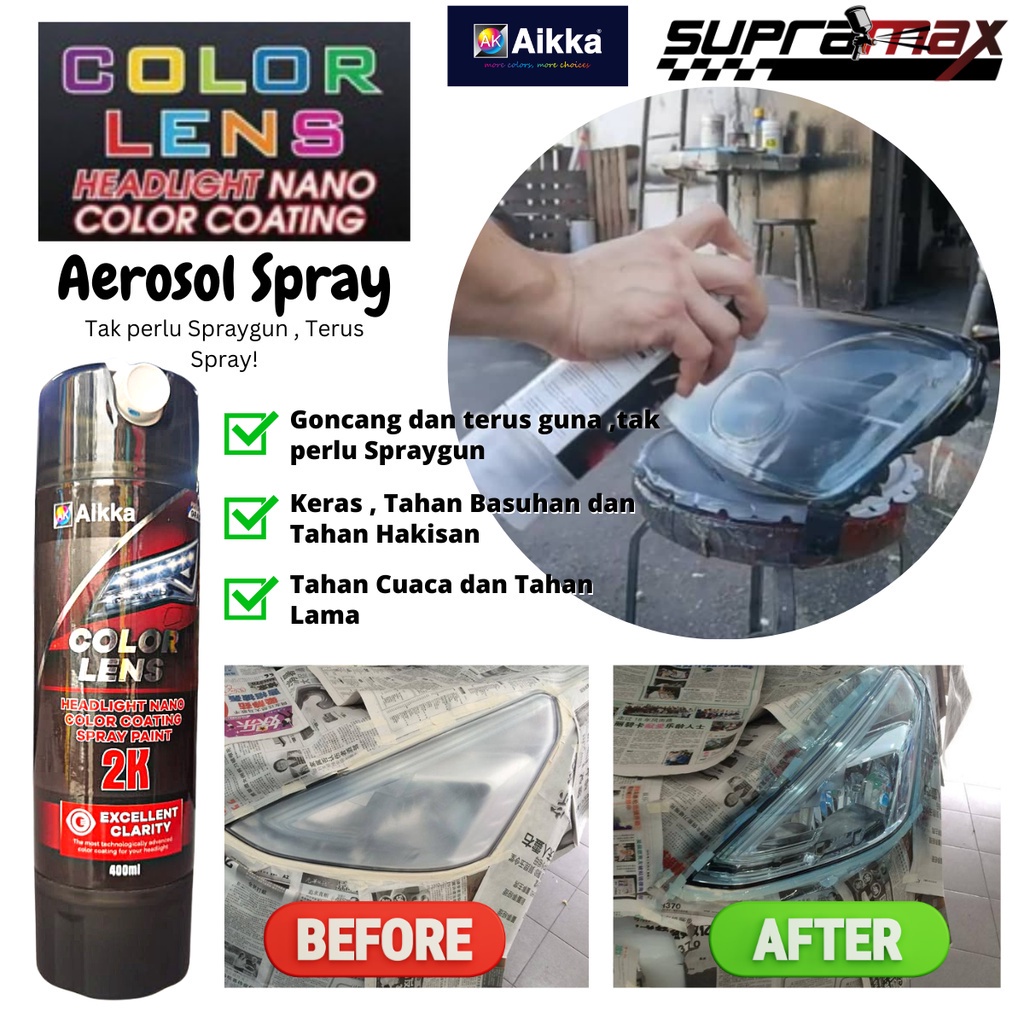 AIKKA Headlamp Color Len Clear Lampu 400ml 2K Aerosol Tin Spray ⭐️ ...