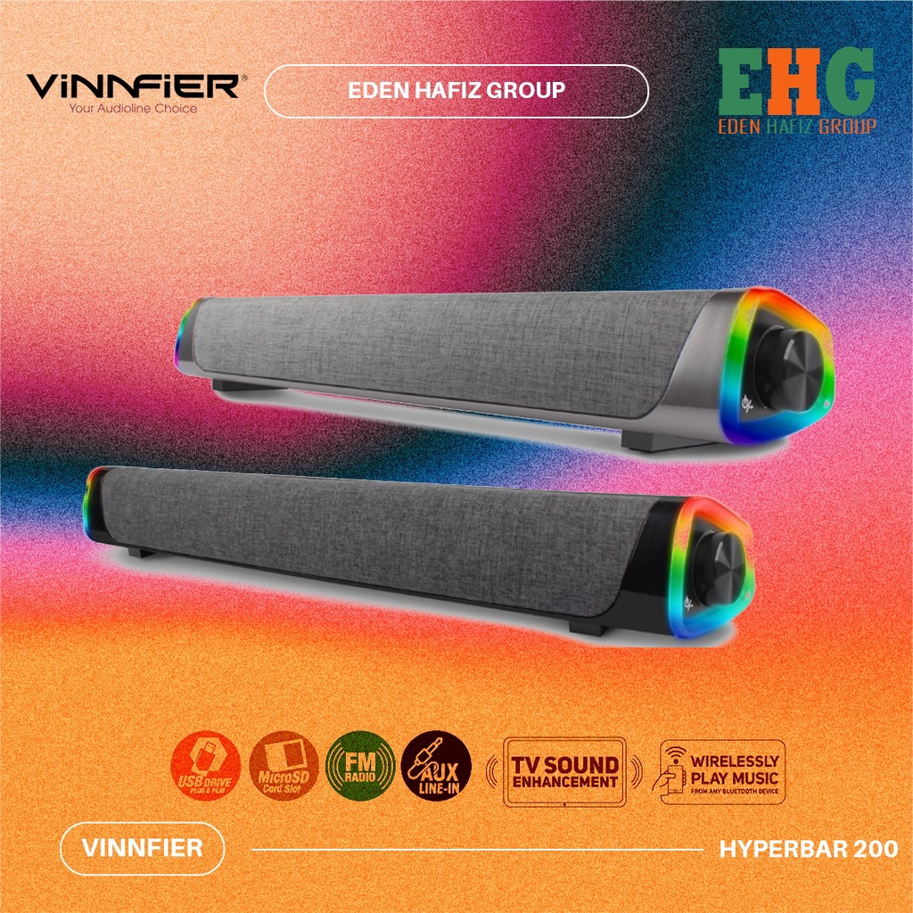 Vinnfier Hyperbar 200 Soundbar Wireless Speaker for TV and PC with V5.0 ...