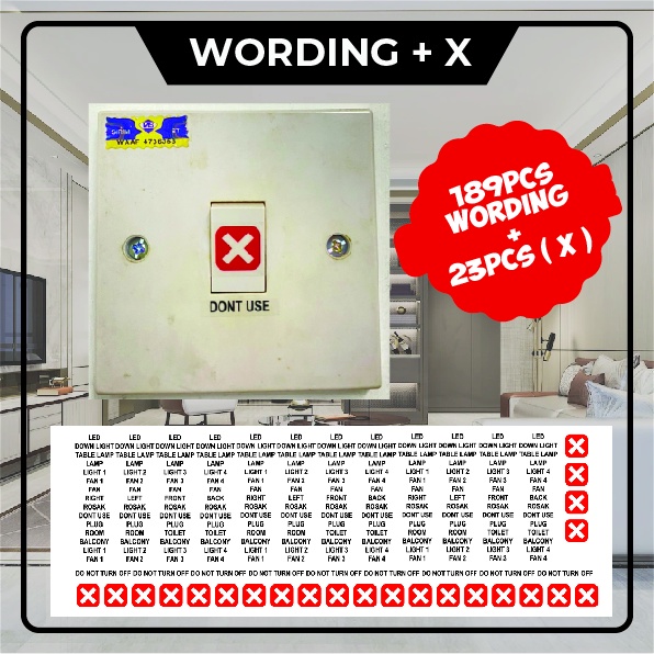 257pcs Sticker Suis Rumah, Stiker Suis Label , high quality, Plug ...