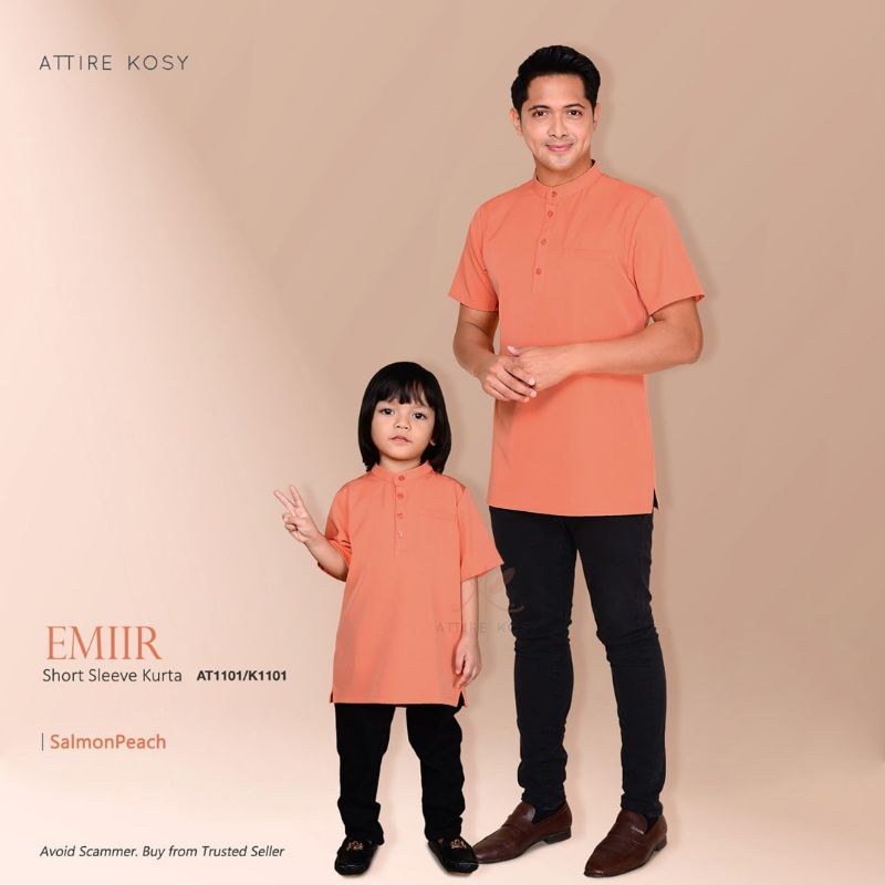 Baju Raya Sedondon Salmon Peach Dusty Orange Baju Kurung Baju Melayu ...