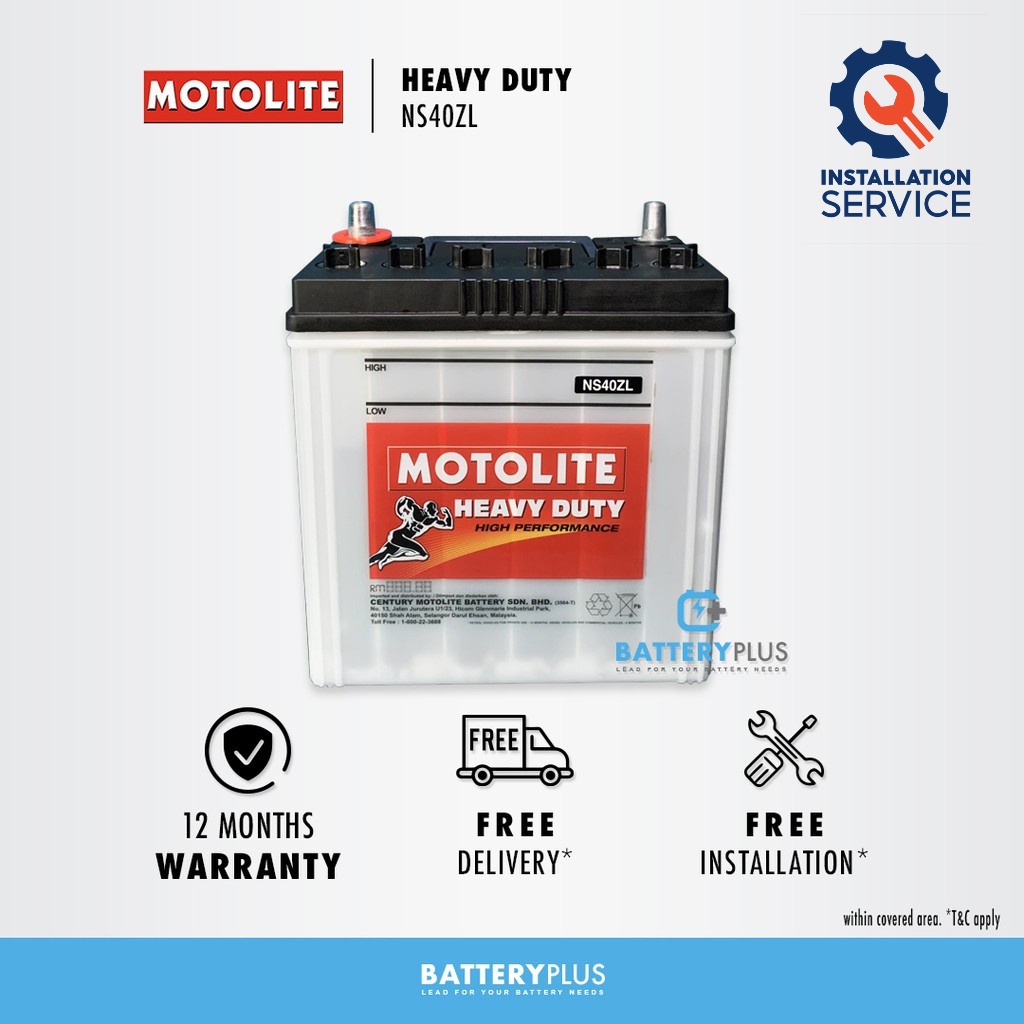 [ Installation Provided ] NS40ZL Motolite Heavy Duty (Wet) Car Battery ...