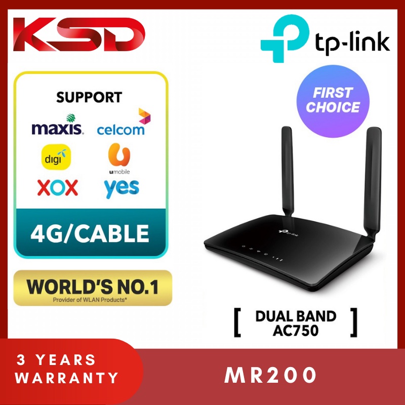 TP-Link TL-MR200 AC750(2.4Ghz+5Ghz) Dual Band 4G LTE Wifi Sim Router ...