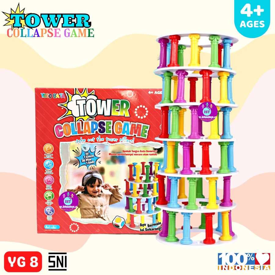 Tower COLLAPSE Toy GAME Children's Motorcycle Toy Palace PILLARS Dice ...
