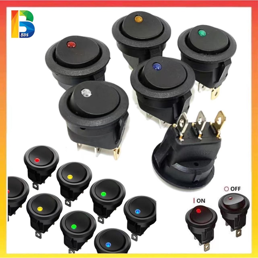 Car DC 12V 20A 3 Pin On Off Switch with Led Light SPST Panel Mount ...