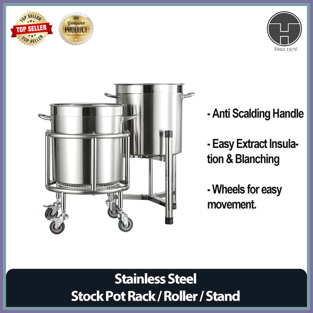 [TeoHin] Movable Thick Stainless Steel Rack with Wheels for Stock Pot ...