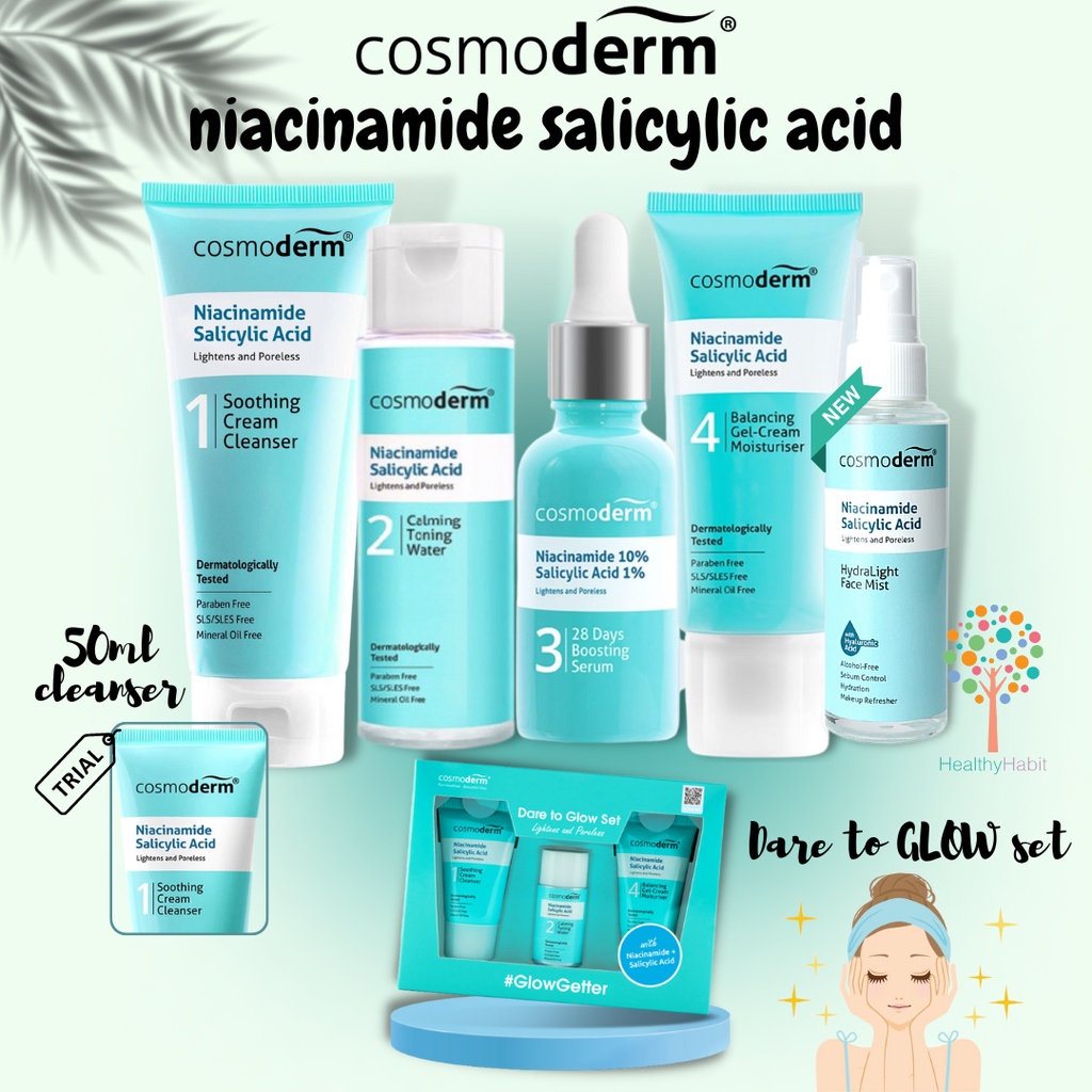 COSMODERM Niacinamide 10% Salicylic Acid 1% Cleanser | Serum | Toner ...