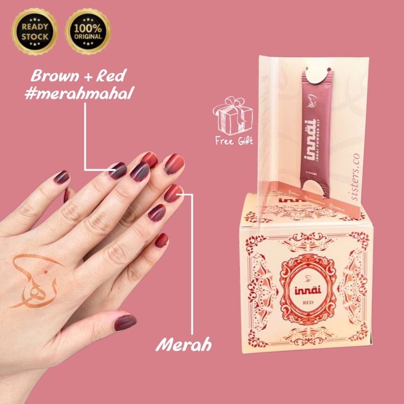 INNAI NUNHA MERAH MAHAL RED BROWN INNAI NEELOFA BARU | Shopee Malaysia
