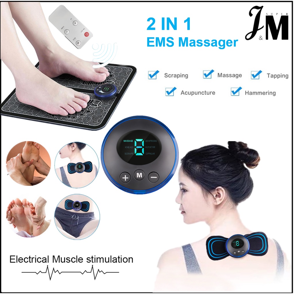 2-In-1 Electric EMS Massager Foot Massage Pad And Cervical Vertebra ...