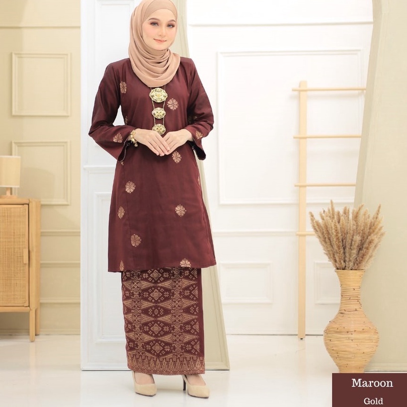 Baju kurung Pahang Songket Tenun Bunga Tabur Exclusive | Shopee Malaysia