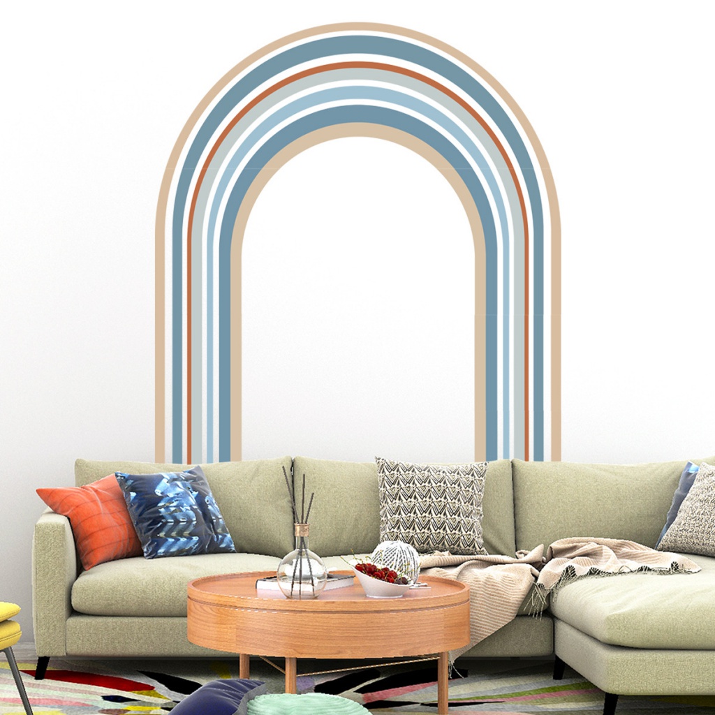 DIY sticker cute Wall Stickers Rainbow Arched Door Unique Creative ...