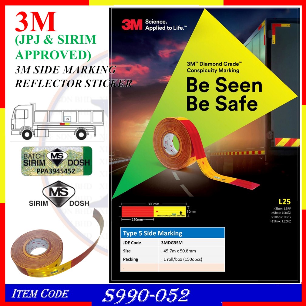 S990-052 (2pcs) OR (10pcs) 300mm X 50mm 3M SIDE MARKING REFLECTOR ...