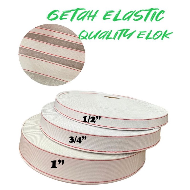 Getah Kain / Getah Pinggang Kain / Getah Seluar / Getah Kain 1/2'' , 3/ ...