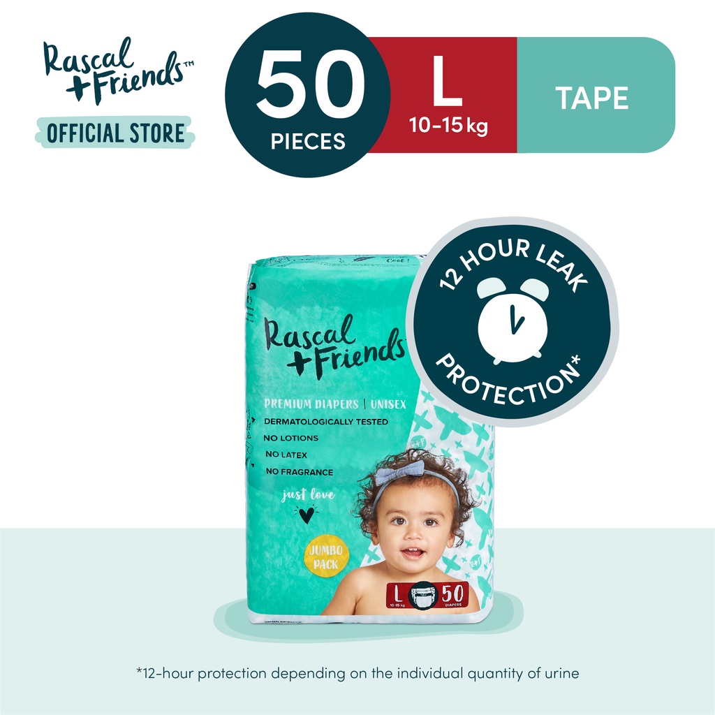 Rascal + Friends Tape Diaper Jumbo Pack - Large, 50 Pads | Shopee Malaysia