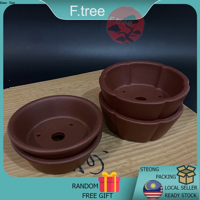 Bonsai Pot - Medium Small Shohin Ceramic Purple Clay Rectangular Oval ...