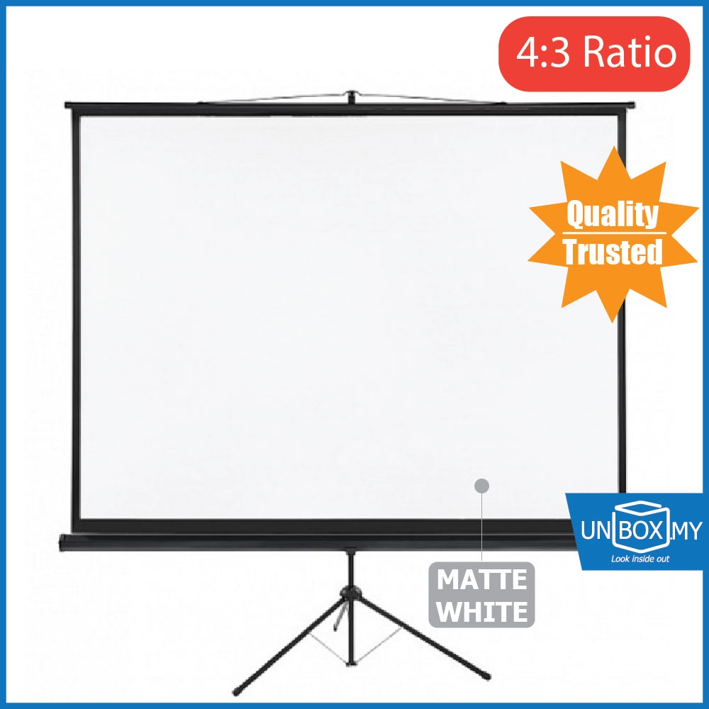 Meki 4:3 Ratio 100 120 inch Portable Tripod Screen Matte White 8ft ...