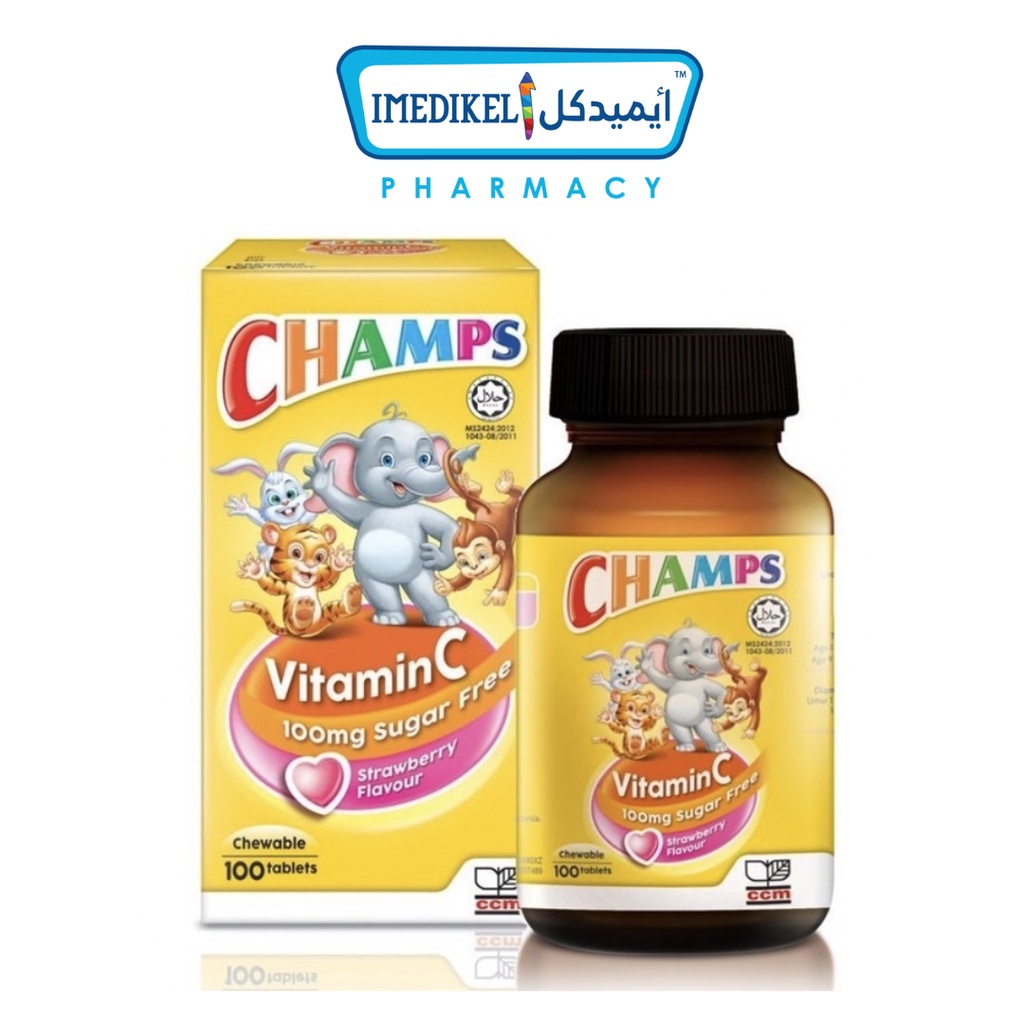 CHAMPS VITAMIN C 100MG SUGAR FREE CHEWABLE (STRAWBERRY) (1X100'S ...