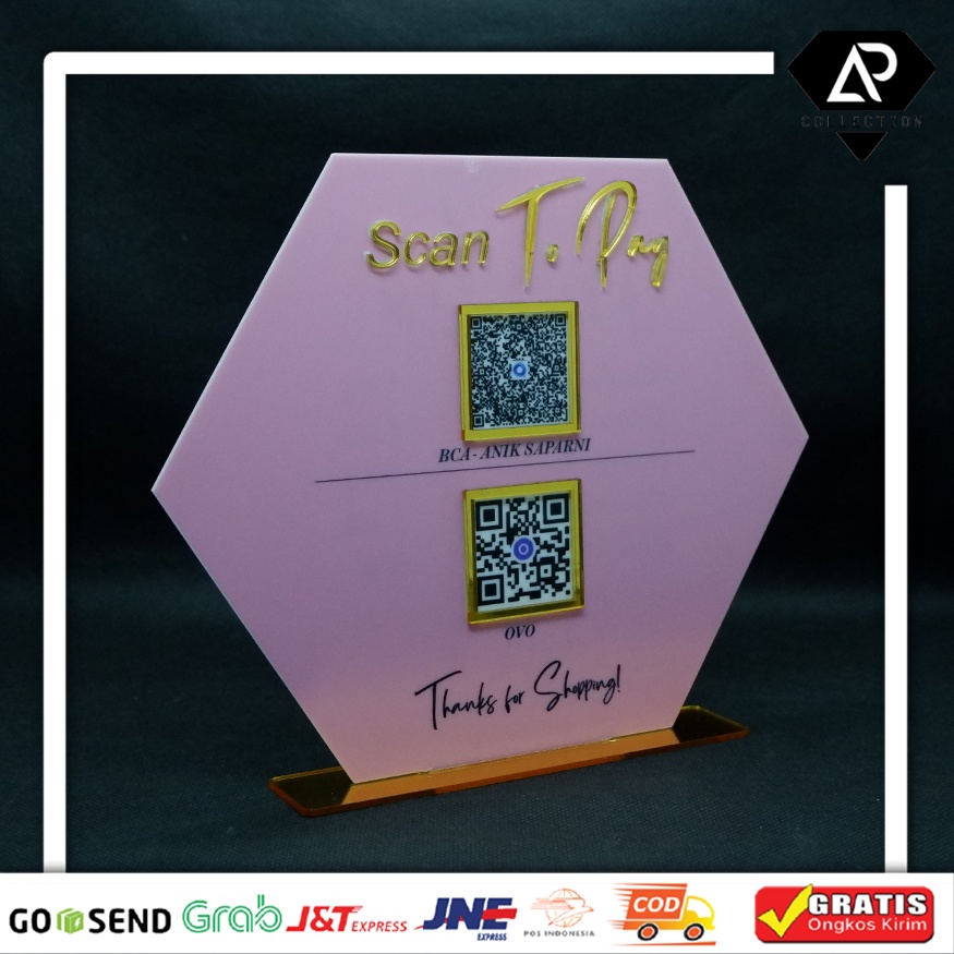 Qr Code Signage Acrylic Custom - Aesthetic Premium QR Code Scan Display ...