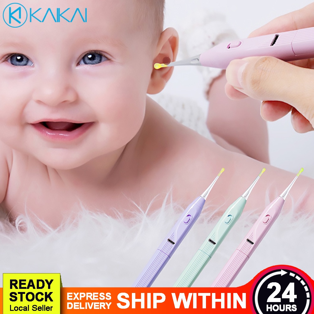 🔥 BUILT IN FLASHLIGHT 🔥 Rechargeable Soft Silicone LED Ear Pick Kids ...