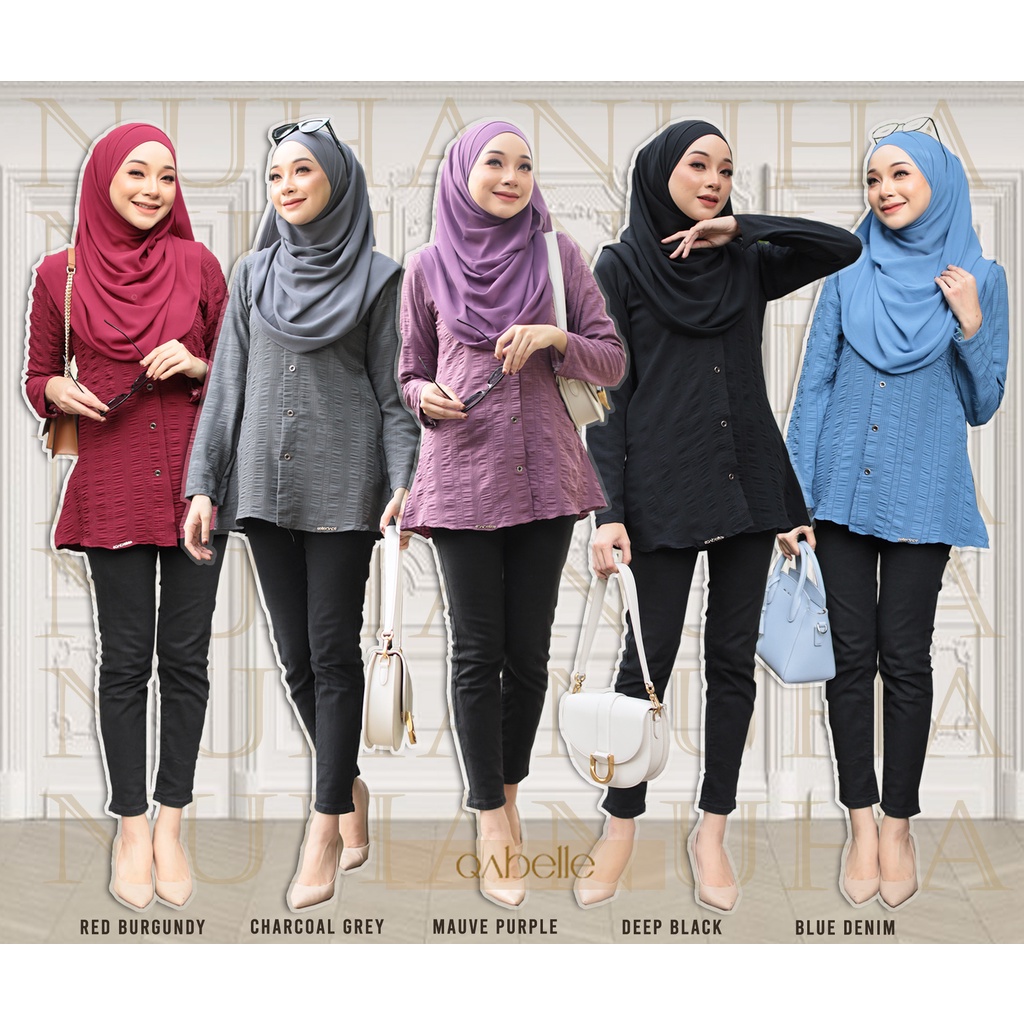 Nuha Blouse Ironless Muslimah Top Long Sleeve Plussize Tunic By Qabelle ...