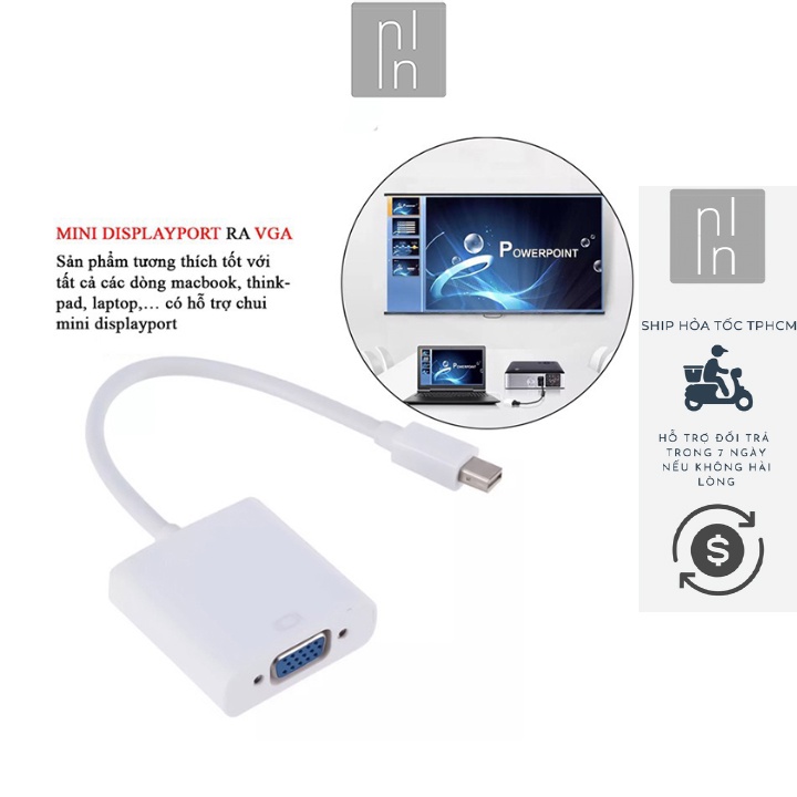 Display Port Mini to VGA Cable Outputs Images from Computer to Monitor ...