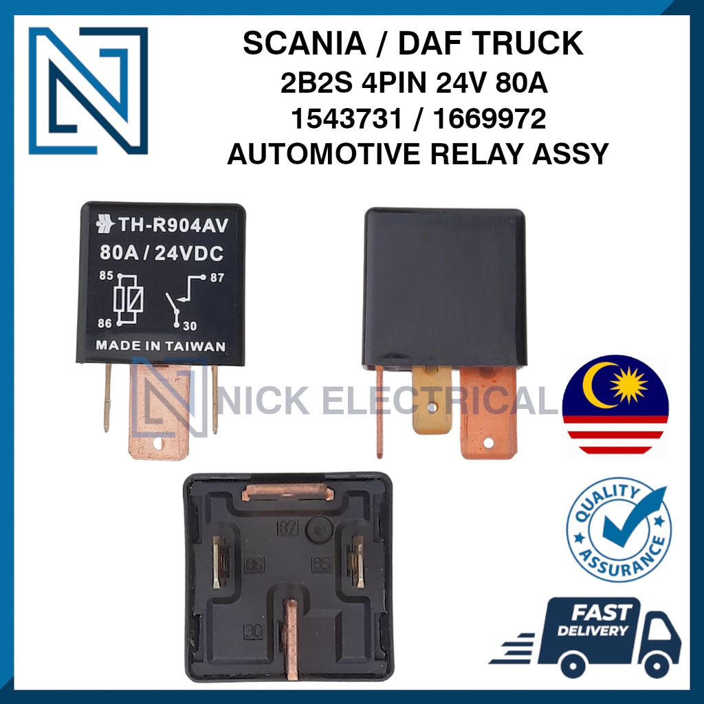 Volvo Scania DAF Truck (1543731) 2B2S 4PIN 24V 80A Headlamp Relay ...