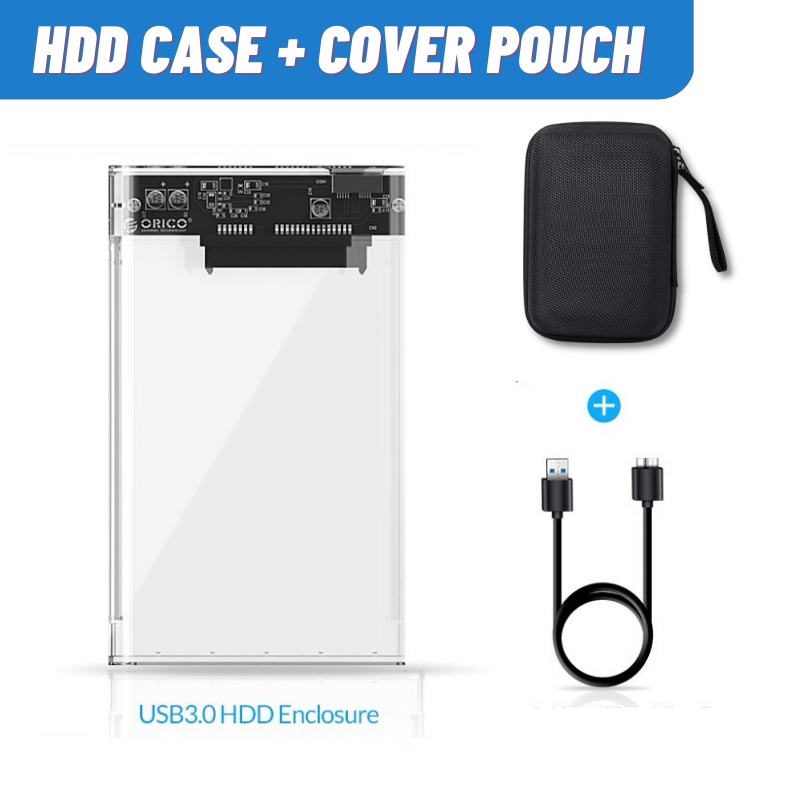 External Hard Disk Case 2.5 inch Free SATA to USB 3.0 Cable Transparent SSD HDD Casing Cover ...