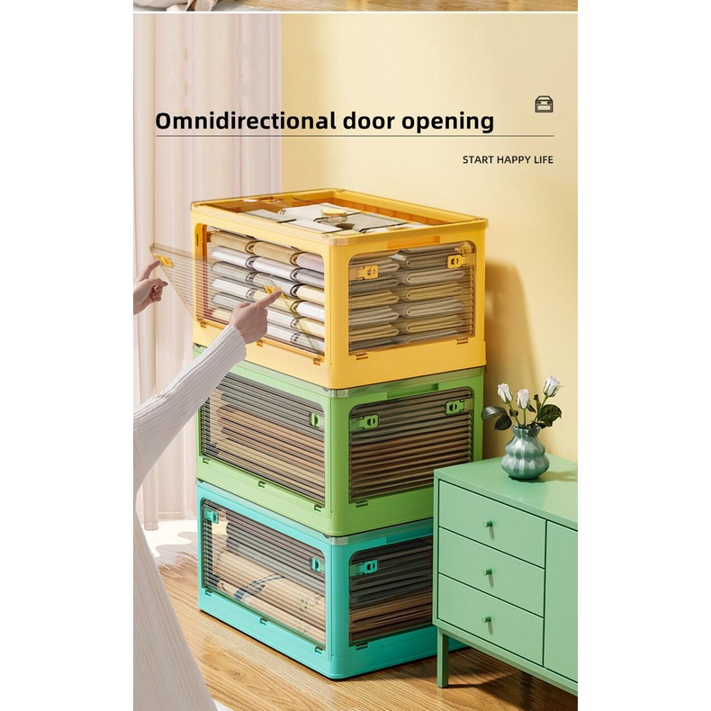 Large Side Open Storage Box Organizer Foldable Heavy Duty Plastic ...