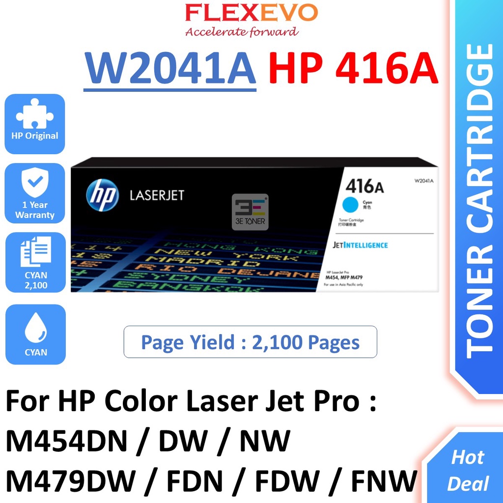 HP 416A Toner Original W2040A (Black) W2041A (Cyan) W2042A (Yellow ...