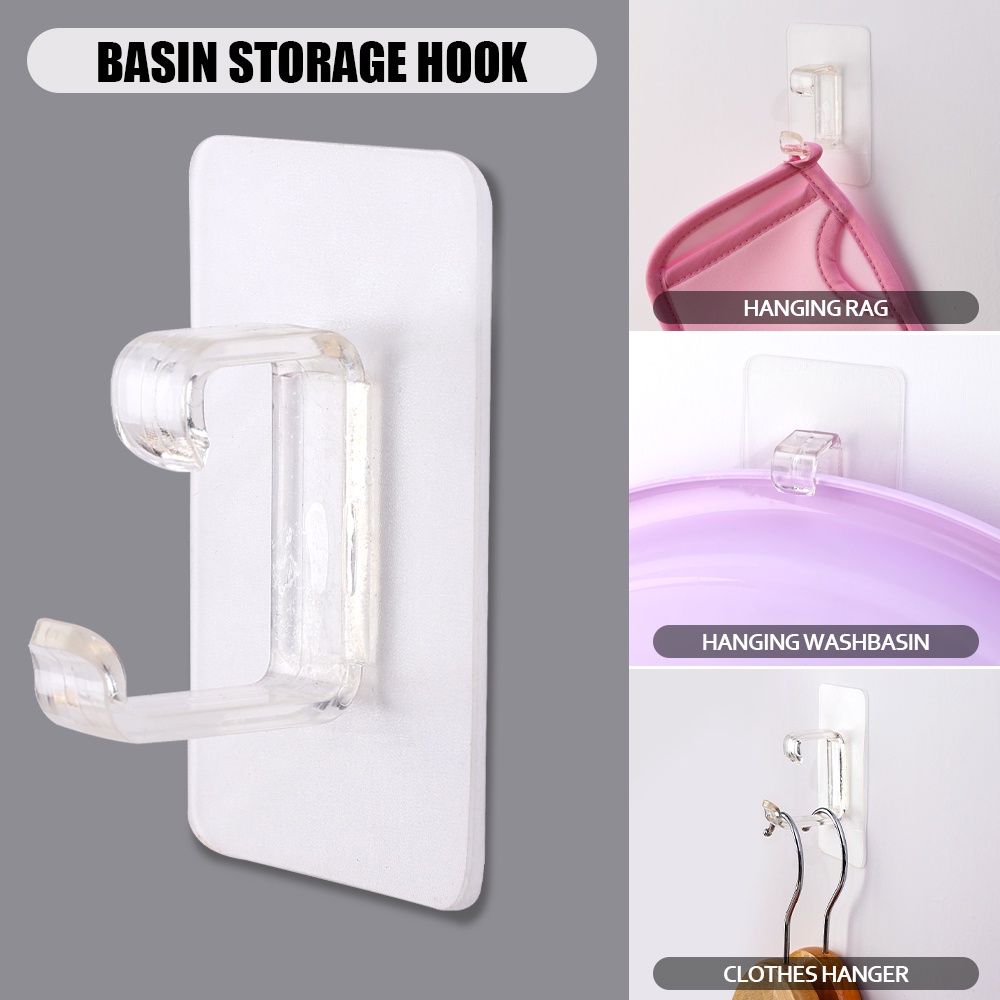 Wall Hanging Seamless Wash Basin Storage Hooks / No Punching Nail-Free ...