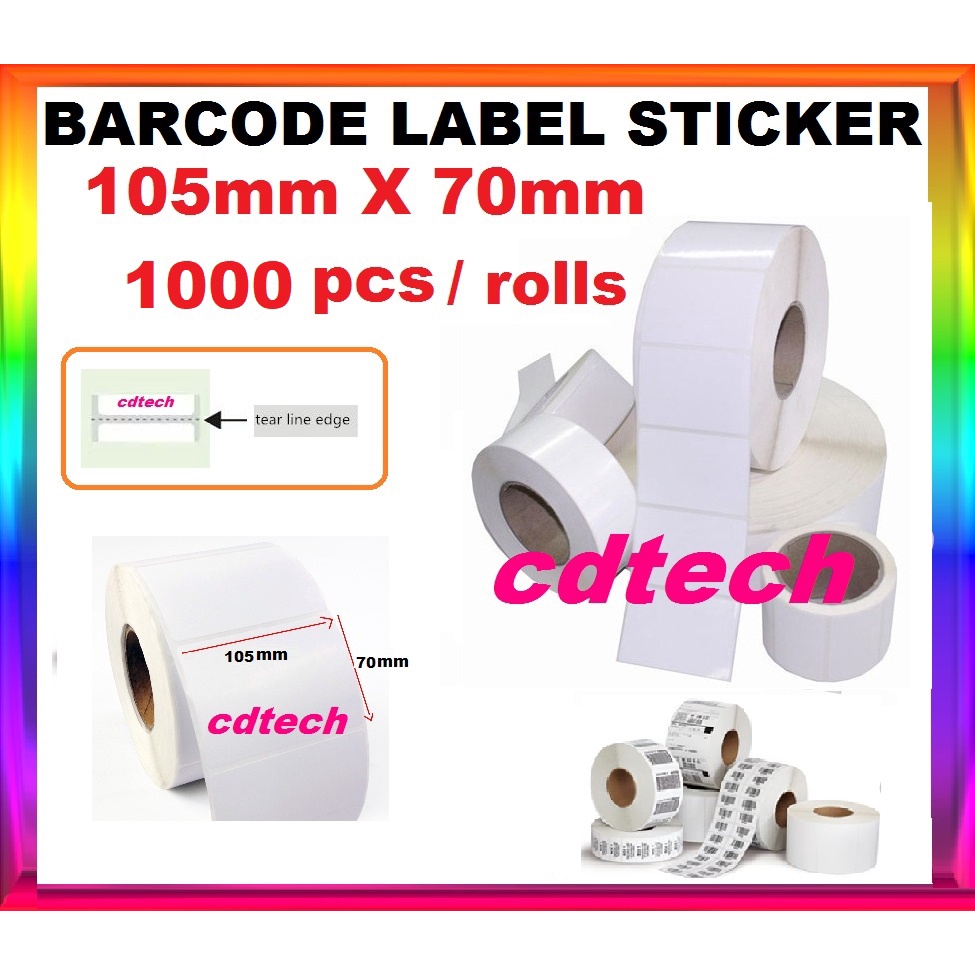 Barcode Label Barcode Sticker 105mm x 70mm (1000pcs/roll) 1 inch core ...