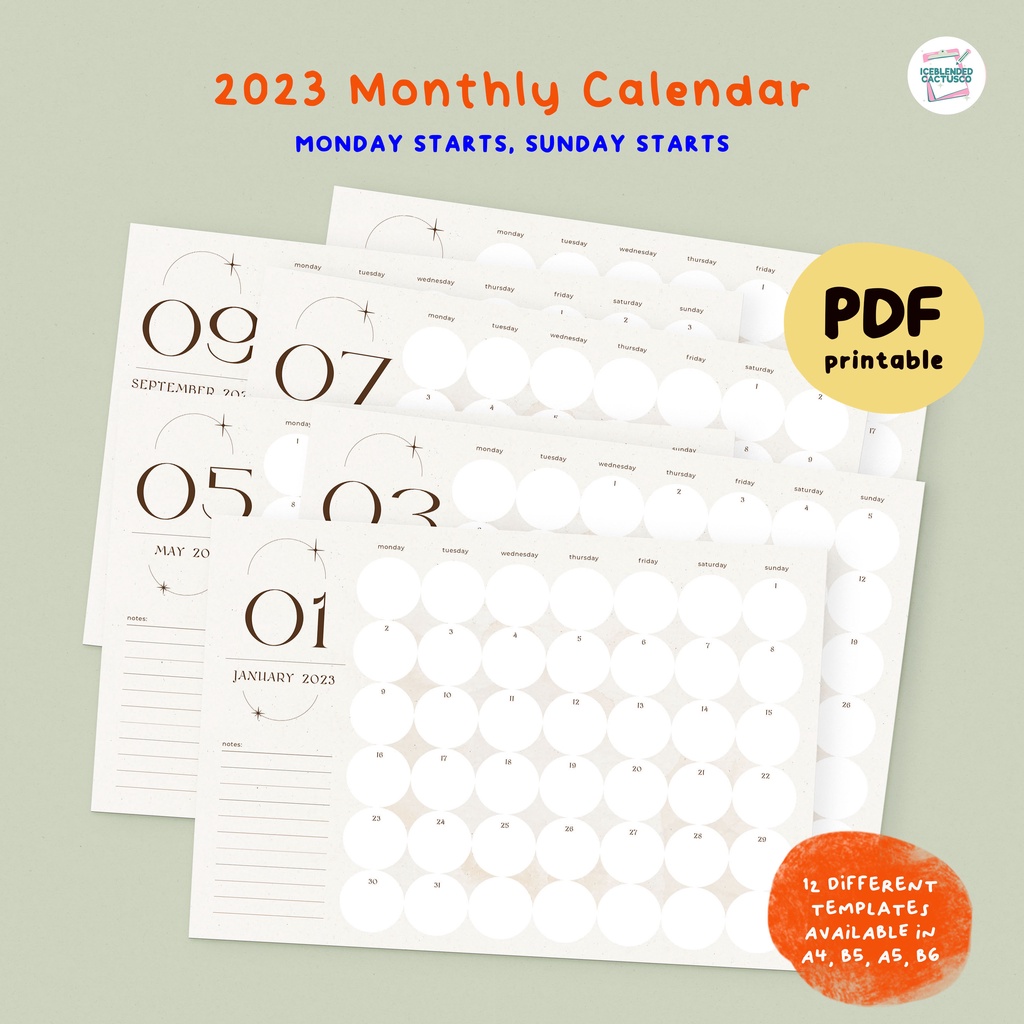 2023 Dated Simple Minimalist Aesthetic Monthly Calendar Planner ...